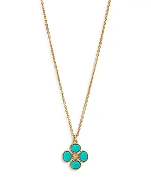 CAPUCINE DE WULF Berry Clover Double Sided Charm Necklace, 16 - Turquoise
