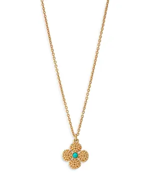 CAPUCINE DE WULF Berry Clover Double Sided Charm Necklace, 16 - Turquoise