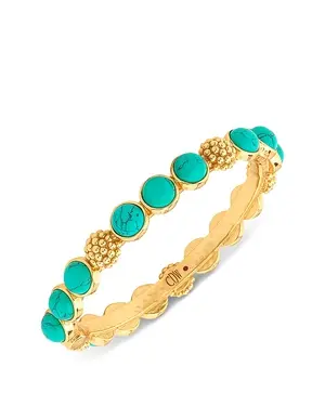 CAPUCINE DE WULF Berry Gem Hinged Bangle Bracelet - Turquoise