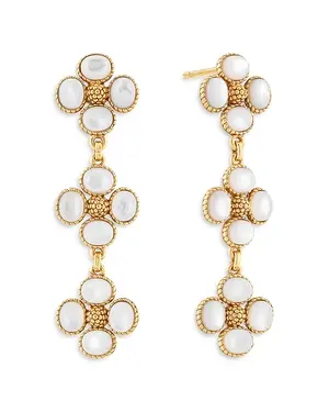 CAPUCINE DE WULF Berry Clover Mother Of Pearl Linear Earrings - Pearl White