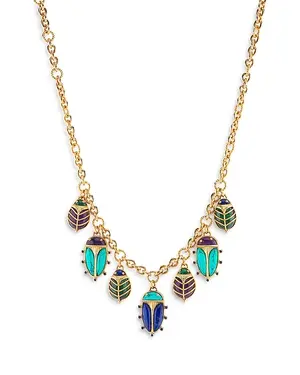 CAPUCINE DE WULF Gemstone Scarab Family Charm Necklace, 16 - Multi