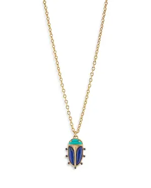 CAPUCINE DE WULF Turquoise & Lapis Lazuli Scarab Pendant Necklace, 16 - Gold/blue