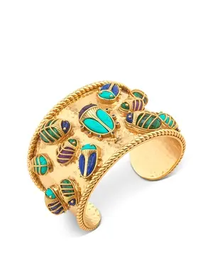 CAPUCINE DE WULF Gemstone Scarab Cuff Bracelet