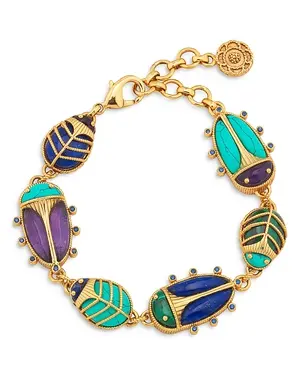 CAPUCINE DE WULF Gemstone Scarab Family Link Bracelet - Multi
