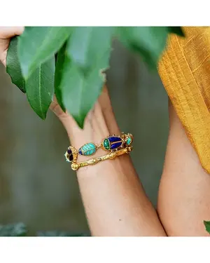 CAPUCINE DE WULF Gemstone Scarab Link Bracelet - Multi