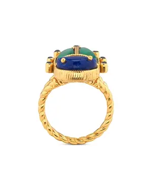 CAPUCINE DE WULF Amethyst & Turquoise Scarab Grande Ring - Lapis/malachite