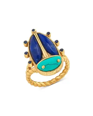 CAPUCINE DE WULF Lapis Lazuli Scarab Grande Ring - Turquoise
