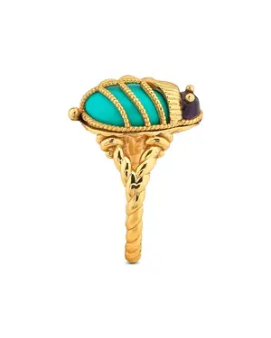 CAPUCINE DE WULF Scarab Petite Ring - Gold/turquoise