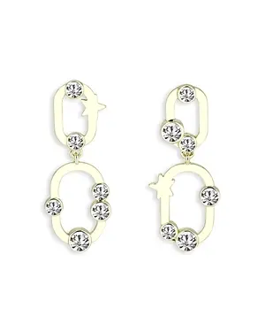 Aqua Cubic Zirconia Star Link Drop Earrings Exclusive - Gold