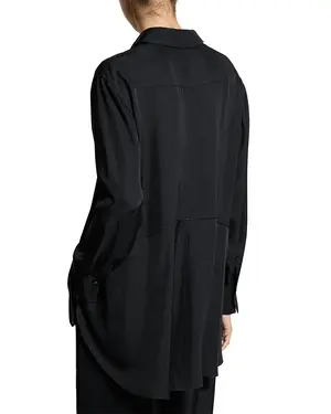 Theory High-low Flounce Shirt - Black