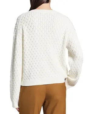 Theory Textured Crewneck Cardigan - Ivory
