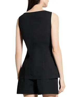 Theory Sleeveless Linen-blend Top - Black