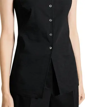 Theory Sleeveless Linen-blend Top - Black