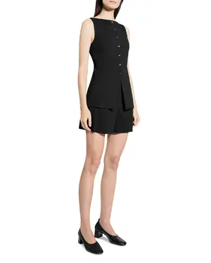 Theory Sleeveless Linen-blend Top - Black