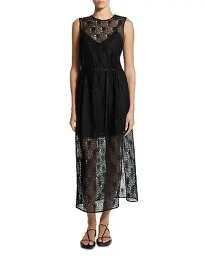 Theory Lace Tie Waist Dress - Black