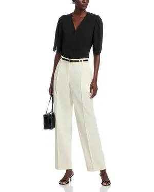 Theory Round Sleeved Silk Top - Black
