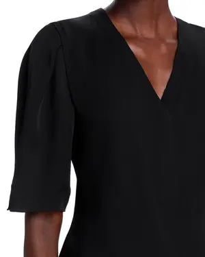 Theory Round Sleeved Silk Top - Black