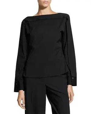 Theory Open Sleeved Boat Neck Top