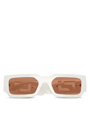 Versace Rectangular Sunglasses, 54mm - Talc