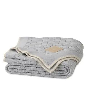 BOLL & BRANCH Basketweave Knit Cotton Throw Blanket - Shore/sand