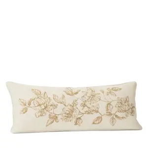 BOLL & BRANCH Etched Peony Decorative Lumbar Pillow Cover & Insert - Cream/honey