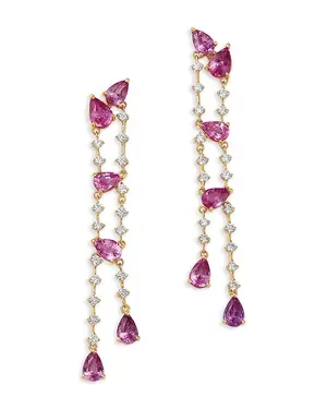 Bloomingdale'S Pink Sapphire & Diamond Drop Earrings In 14k Yellow Gold - Pink/gold