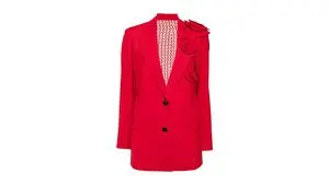 Valentino Garavani Floral Applique Vneck Blazer - Red