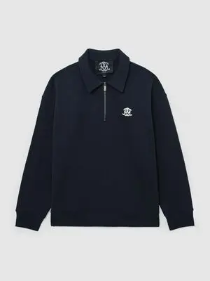 REISS Avi Monogram Relaxed Half-zip Sweatshirt
