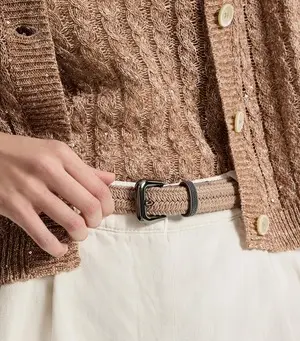 Brunello Cucinelli Stretch-cotton Braided Belt - Beige