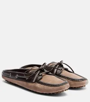 Brunello Cucinelli Monili Suede Mules - Brown