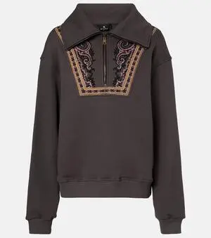 Etro Printed Cotton Half-zip Sweatshirt - Grey