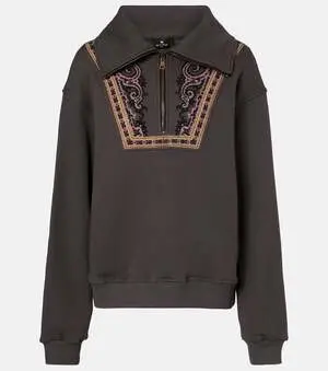 Etro Printed Cotton Half-zip Sweatshirt - Grey