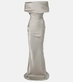 ENTIRE STUDIOS Off-shoulder Satin Gown - Silver