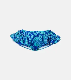 Dries Van Noten Ruffled Printed Shorts - Blue
