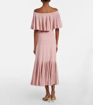 Zimmermann Luna Knitted Pleated Midi Skirt - Pink