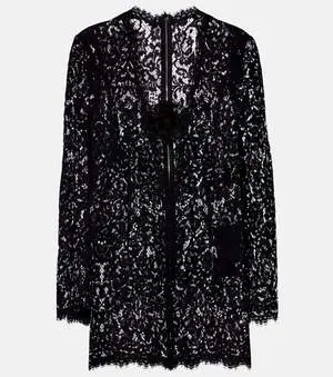 Dolce & Gabbana Floral-appliqué Lace Minidress - Black