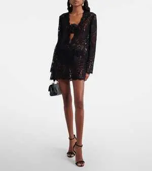 Dolce & Gabbana Floral Appliqué Lace Mini Dress