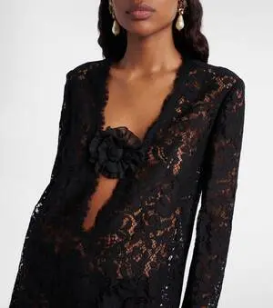 Dolce & Gabbana Floral Appliqué Lace Mini Dress
