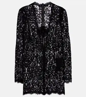 Dolce & Gabbana Floral-appliqué Lace Minidress - Black