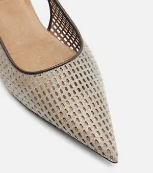 Brunello Cucinelli Monili Leather Slingback Ballet Flats