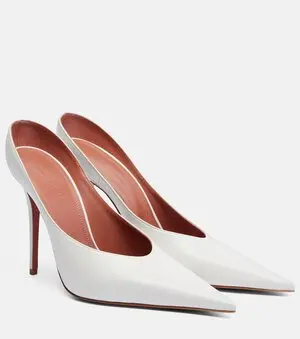 Amina Muaddi Anok Leather Pumps - White