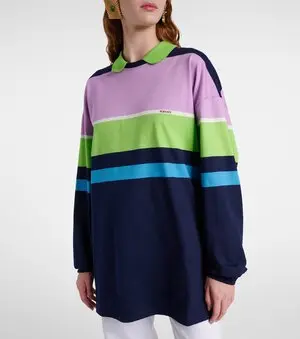 Versace Striped Cotton Jersey Polo Sweater