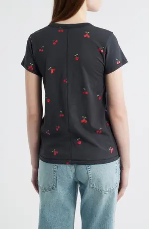 Rag & Bone Cherry Print Cotton T-shirt - Black Multi