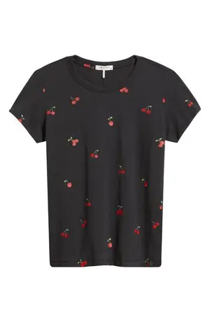 Rag & Bone Cherry Print Cotton T-shirt - Black Multi