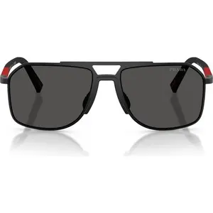 Prada 56mm Pilot Sunglasses - Matte Black/dark Grey