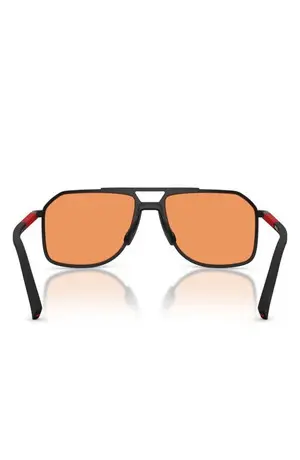 Prada 56mm Pilot Sunglasses - Matte Black/orange