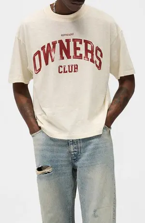 REPRESENT Owners' Club Cotton Logo Graphic T-shirt - Buttercream