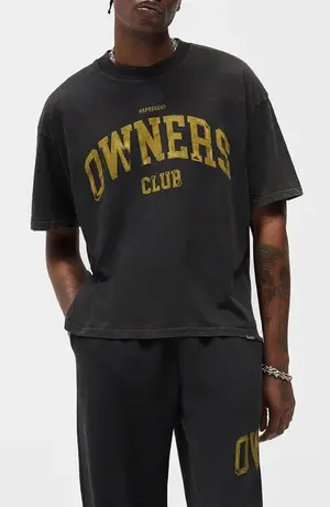 REPRESENT Owners' Club Cotton Logo Graphic T-shirt - Faded Black