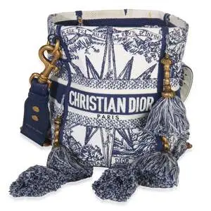 Dior Toile De Jouy Embroidery D-bubble Bucket Bag - Blue