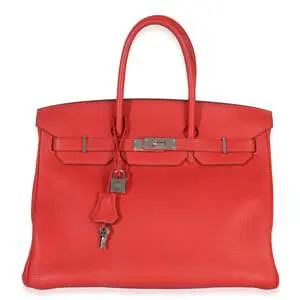 Hermès Rouge Casaque Togo Birkin 35 PHW Red